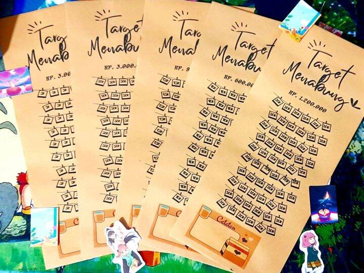 10pcs (PART3)Tantangan Menabung Nominal Amplop Target Menabung Saving ...