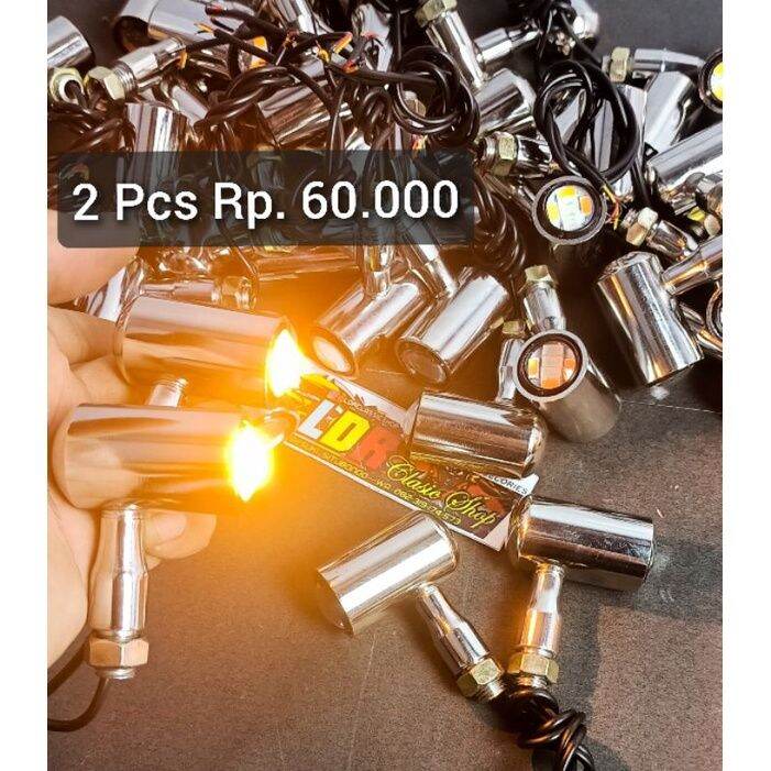 LAMPU SEIN LED BESI PENDEK 2 WARNA LAMPU BIRU KUNING UNTUK SEMUA MOTOR ...