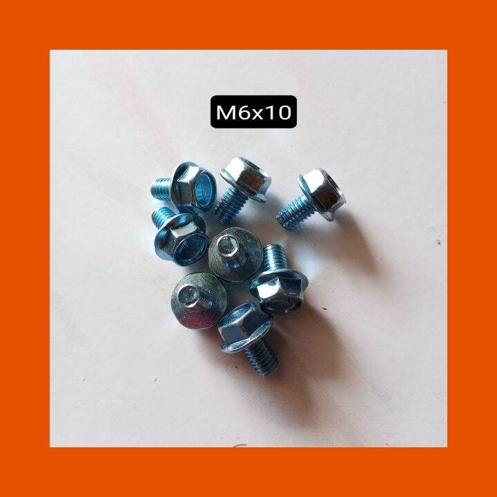Baut Topi/Flange Bolt Putih M6x10/M6x12/M6x15 (Kepala Baut Kunci 10) | Lazada Indonesia