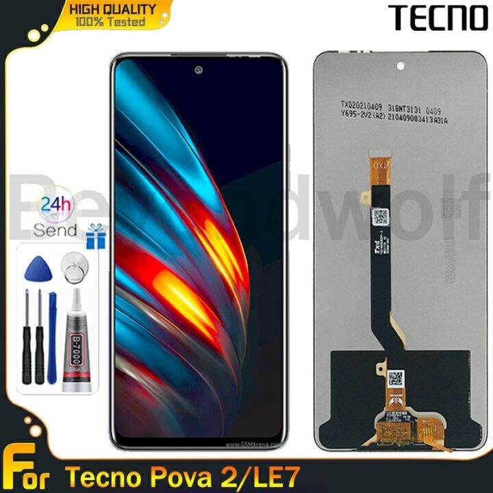 Beyondwolf จอ LCD แบบดั้งเดิมสำหรับ Tecno Pova 2 LE7สัมผัสหน้าจอ LCD ...