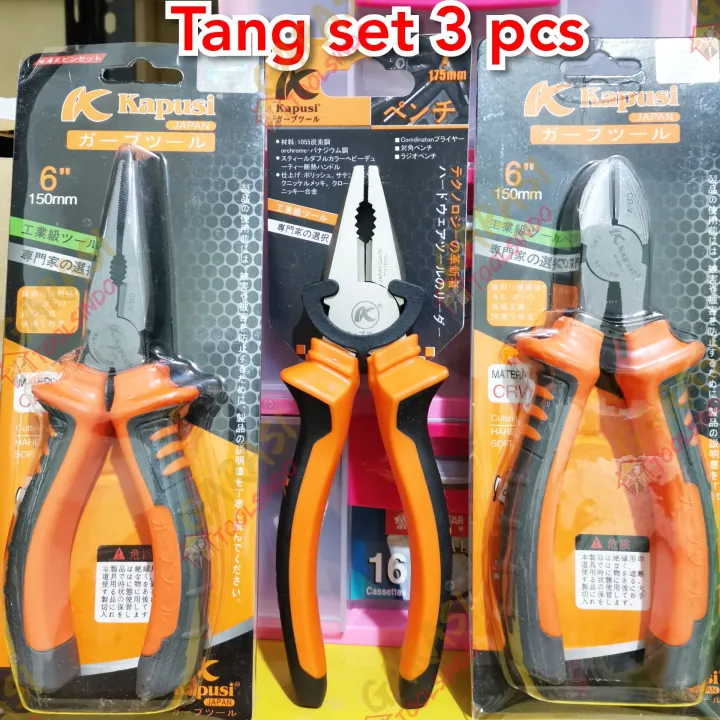 tang set 3 pcs 6 inch KAPUSI JAPAN TECH tang potong tang lancip tang kombinasi 6 inch | Lazada ...