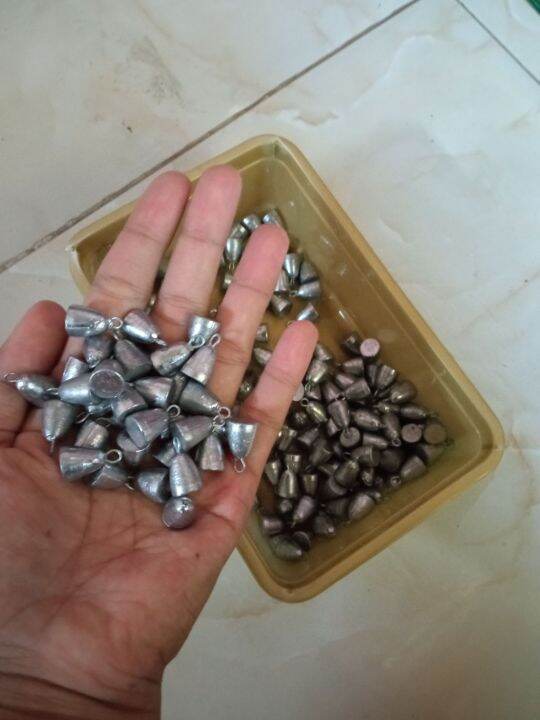 1bungkus/250gram isi 28pcs timah pemberat pancing kawat/lonceng ukuran ...