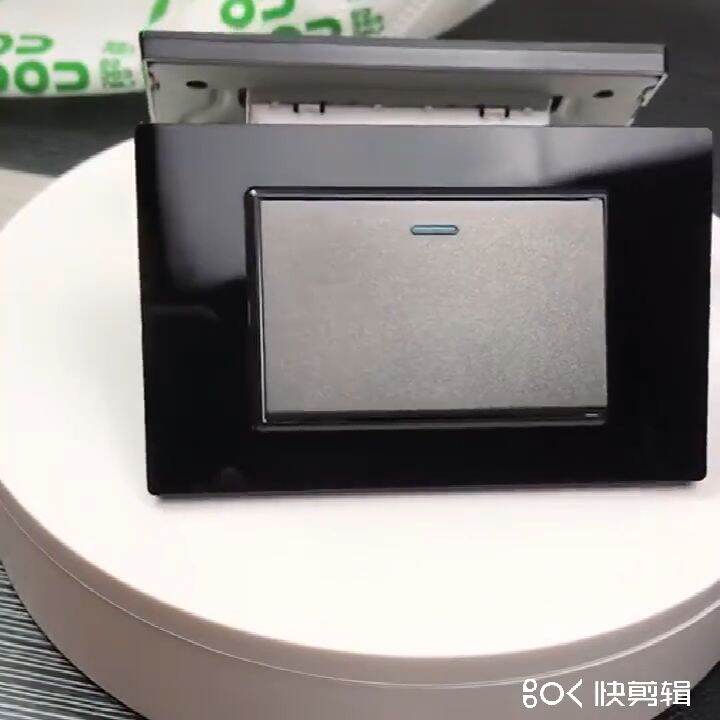 PSM Wall Switch Universal Wall Socket Power Outlet 118 Type Black Glass ...