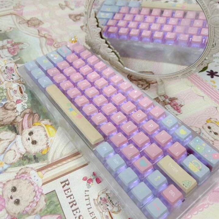 【Keycap Only】Childishness Keycap 138 Keys Four Sided Transparent Keycap ...