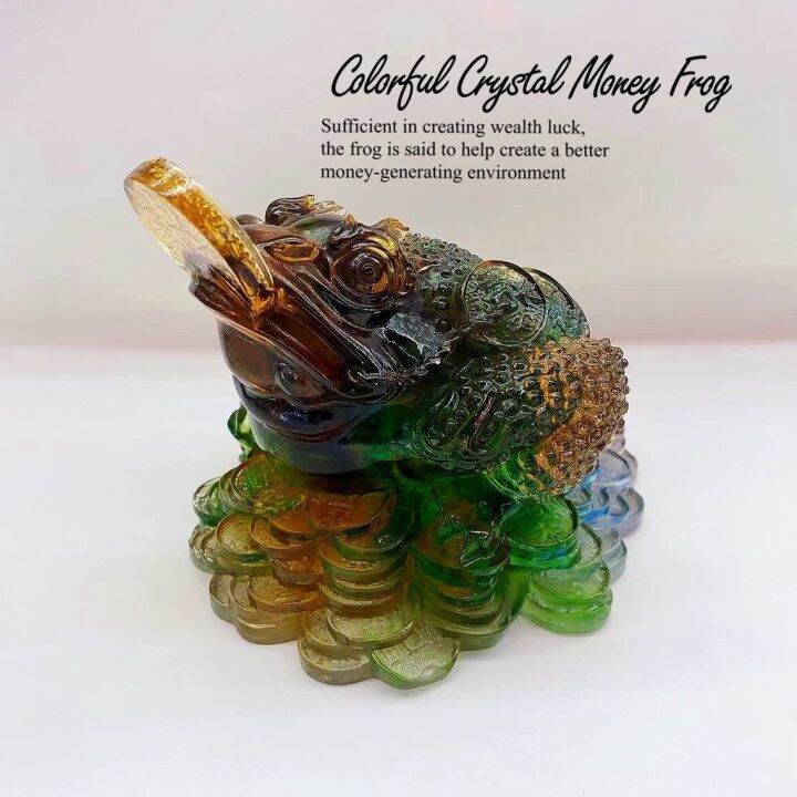FENG SHUI COLORFUL CRYSTAL MONEY FROG BITING COIN | Lazada PH