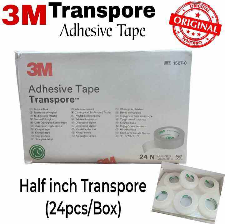 3M Transpore Adhesive Surgical Tape 1/2" (Half inch)- 1BOX of 24pcs | Lazada PH
