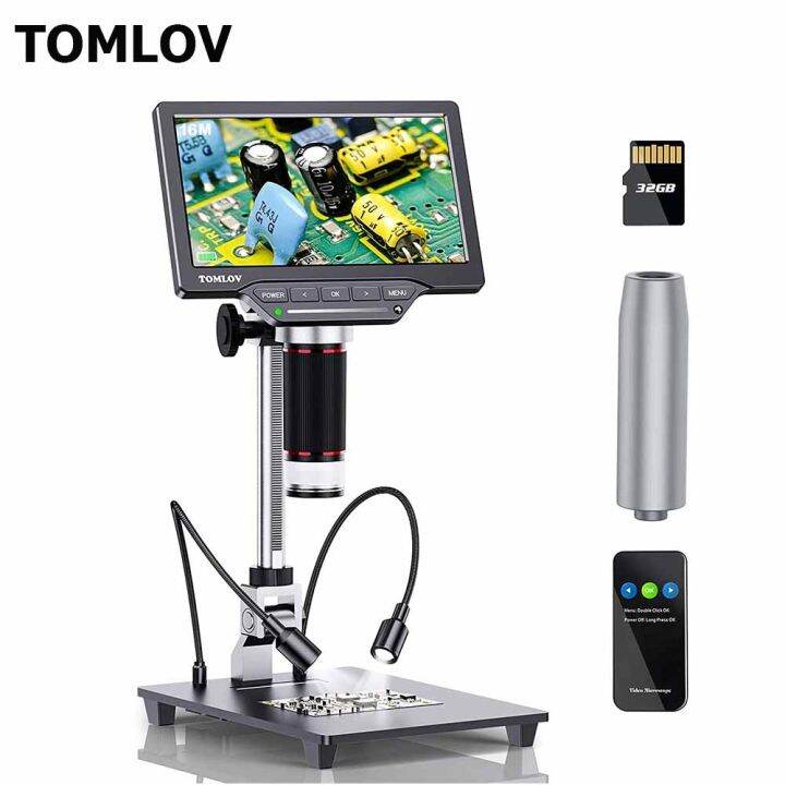 TOMLOV DM201 7-Inch Digital Microscope 32GB, High Definition Industrial ...