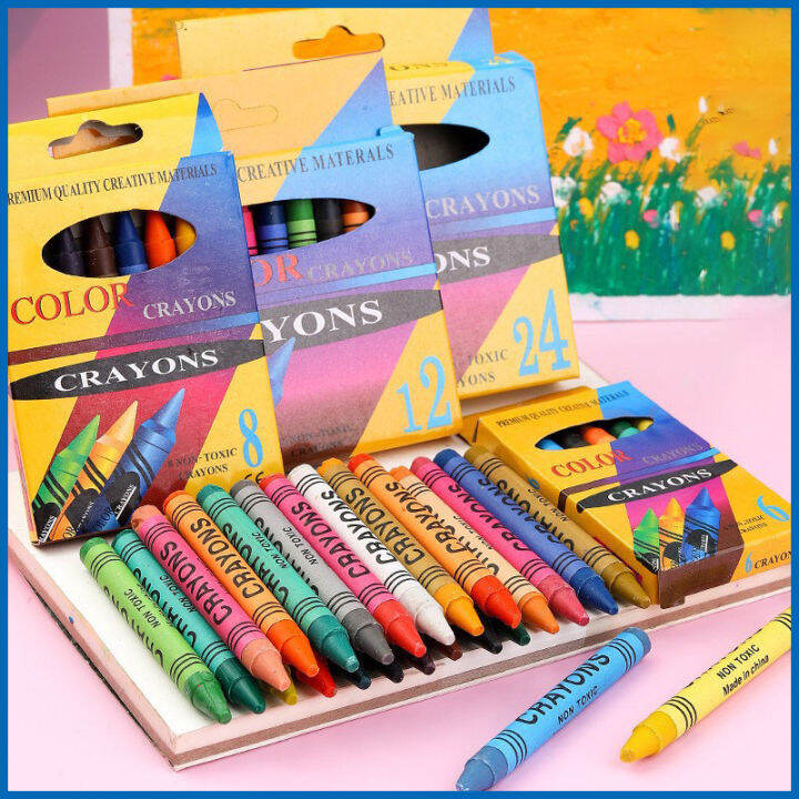 Crayons 6/8/12/24 Colors Kids Thin Stick Crayon Primary School Student ...