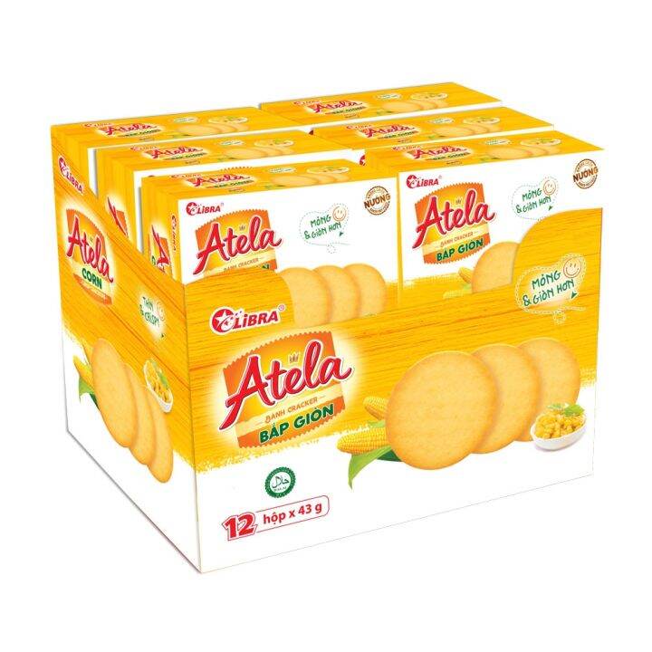 Lốc 12 hộp bánh quy bắp giòn Atela 50g (bánh lễ làm oản thờ, làm giỏ ...
