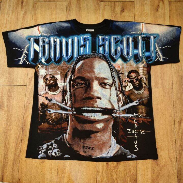 TRAVIS SCOTT RAPPER HIPHOP BOOTLEG OVERPRINT เสื้อวง เสื้อทัวร์ ...