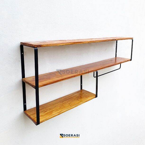 RAK DINDING KAYU TEMPEL TEMBOK RUANG TAMU | Lazada Indonesia