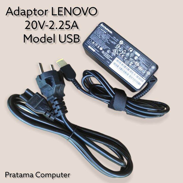 LENOVO Charger Adaptor Laptop 20V-2.25A Colokan Model USB Original ...