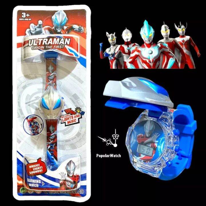 jam tangan anak laki laki karakter kartun ultraman Lampu dan Musik ...