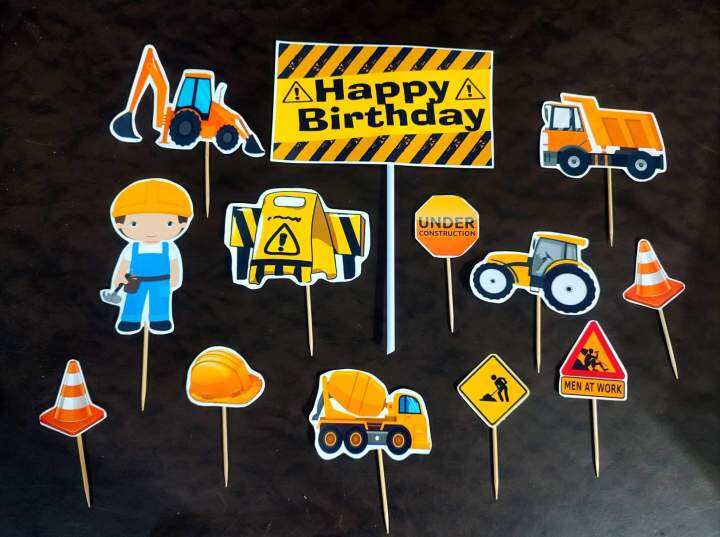 Construction Themed Cake Topper 13pcs | Lazada PH