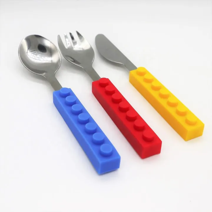 LEGO stacking spoon fork knife cutlery for kids | Lazada PH
