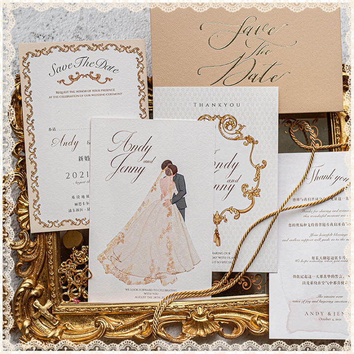 [Li Qingyun] บัตรเชิญงานแต่งงานสไตล์ยุโรปวาดด้วยมือแบบออริจินอลบัตรเชิญ ...