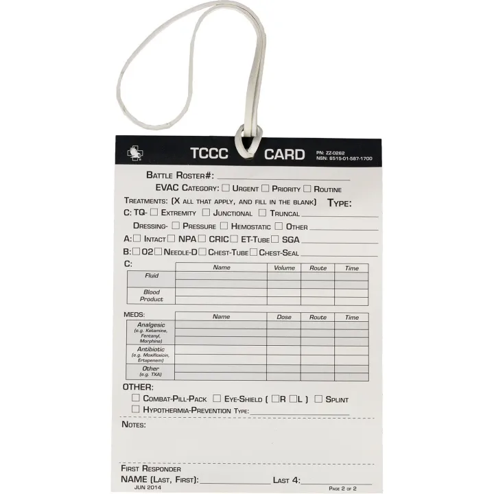 Combat Casualty Card , Tccc Card (1ชิ้น)By North American Rescue Made ...
