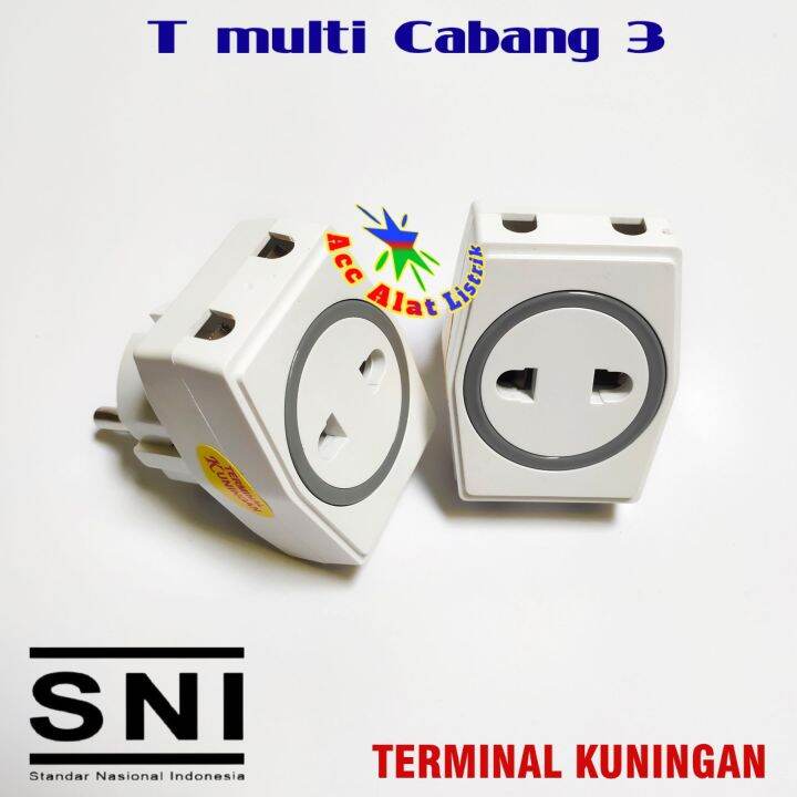 Steker T multi cabang 3 sambungan colokan cabang 3 terminal kuningan ...