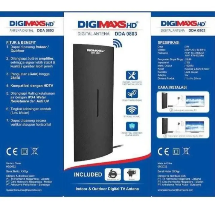 ANTENA DIGIMAX 0803 DIGITAL ADAPTOR BOSTER INDOOR OUTDOOR | Lazada Indonesia