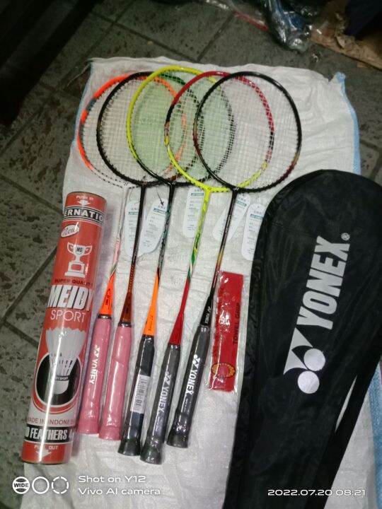 raket badminton lengkap raket 2 tas grip dan kok | Lazada Indonesia