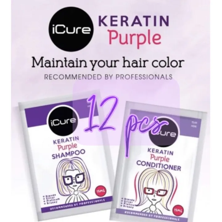 iCure Purple Shampoo / Conditioner 20ml x 12pcs Sachet | Lazada PH