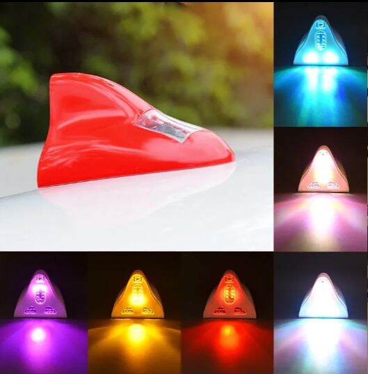 Car solar shark fin antenna decorative light/anti rear collision roof ...