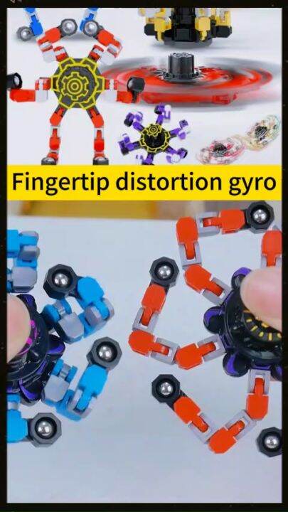 Mechanical gyroscope finger tip puzzle toy deformation mecha chain ...