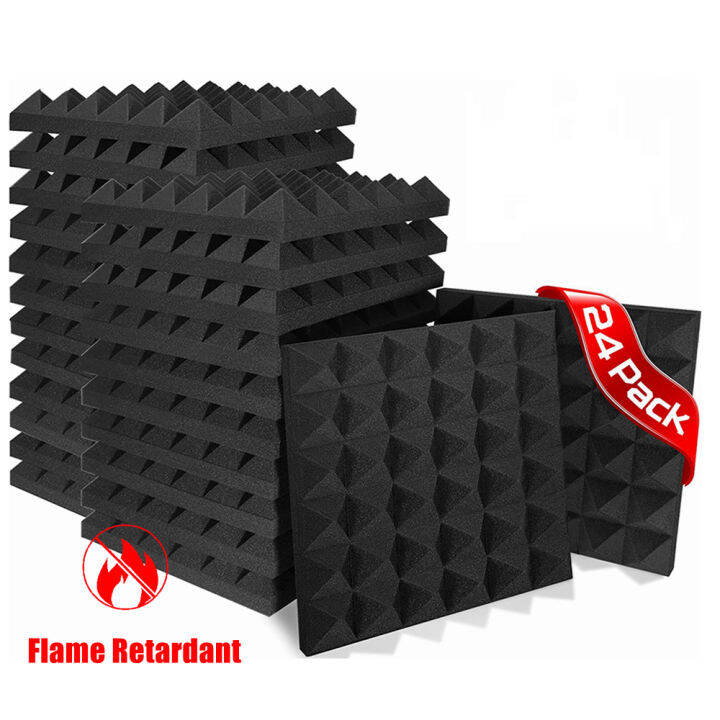 12/24Pcs 25x25x5cm Pyramid Acoustic Foam Sound Proof Absorption ...