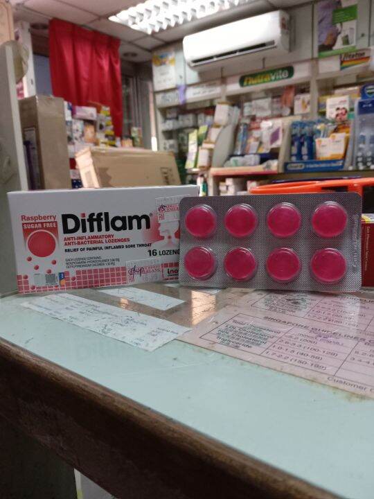 DIFFLAM RASPBERRY SUGAR FREE LOZENGES 16'S EXP:02/25 | Lazada