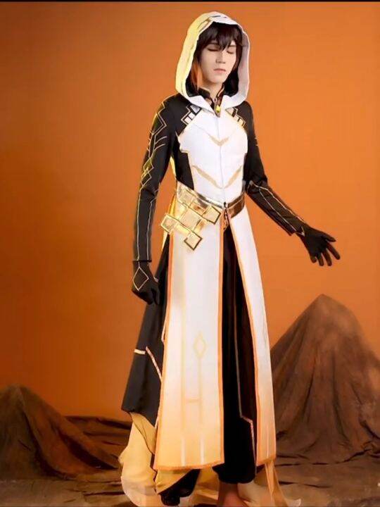 Genshin Impact cosplay Zhongli อะนิเมะ เกม วิกผมชุดเต็มฮาโลวีนคอสเพลย์ ...
