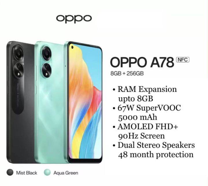 OPPO A78 NFC 4G 8GB+8GB/256GB [90Hz AMOLED FHD+ - 5000mAh Battery - 67W ...