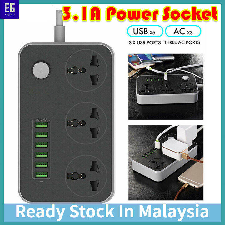 6 Usb Port 3 Universal Soket Kuasa Sambungan dengan Port Usb Jalur ...