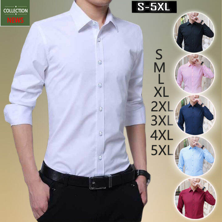 [M-5XL] เสื้อเชิ้ตผู้ชายเสื้อธุรกิจแขนยาวทางการเข้ารูปเสื้อเชิ้ตลำลองสำหรับผู้ชายขนาดพิเศษเสื้อ ...