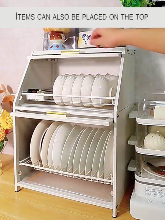 【TVC】COD Kitchen dish rack with cover plate organizer cabinet aesthetic ...