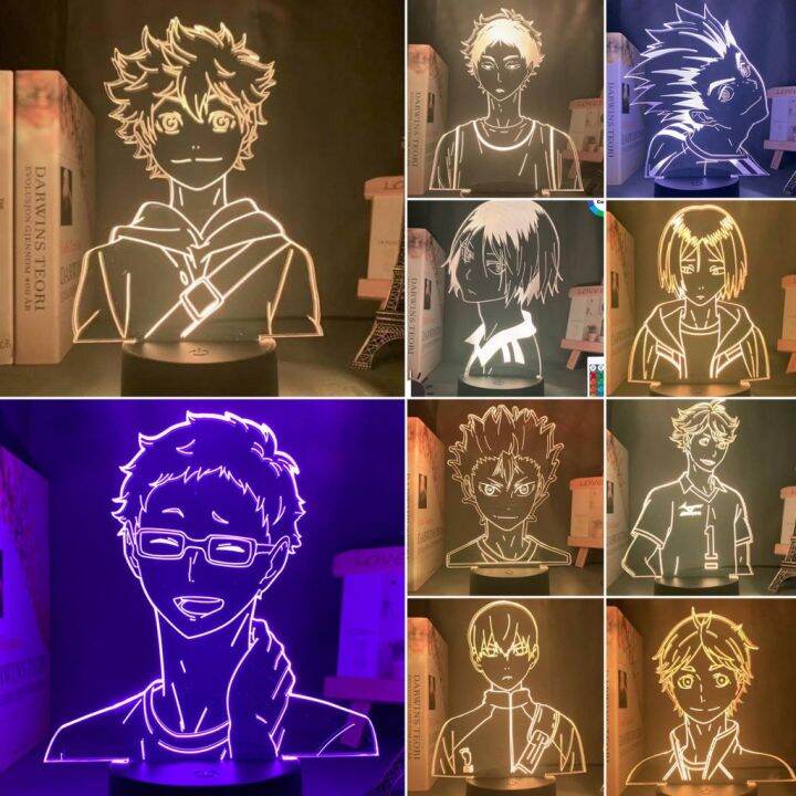 HAIKYUU 3D Acrylic LED Lamp Night Desk Lamp Oikawa Tsukki Tobio Kenma ...