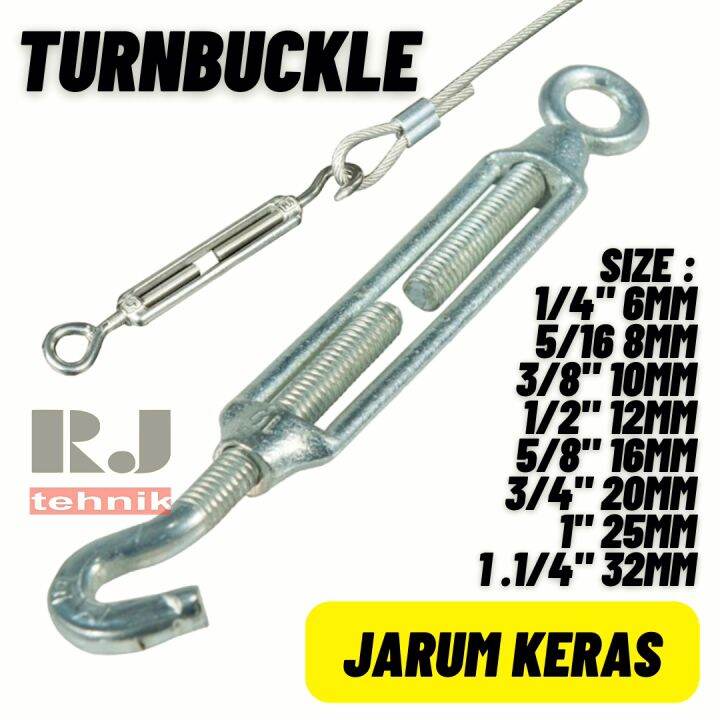 Turnbuckle Jarum Keras Galvanis Hook Eye Span Skrup Aneka Ukuran 6 - 12 ...