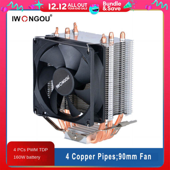 Air Cooler X99 4pin 90mm RGB Cooling Cpu Fan IWONGOU Cpu Cooler 4 Heatpipes Radiator for Intel ...