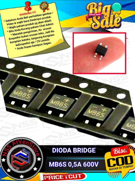Paket 10pcs IC / Dioda Bridge MB6S 0.5A 600V | Lazada Indonesia