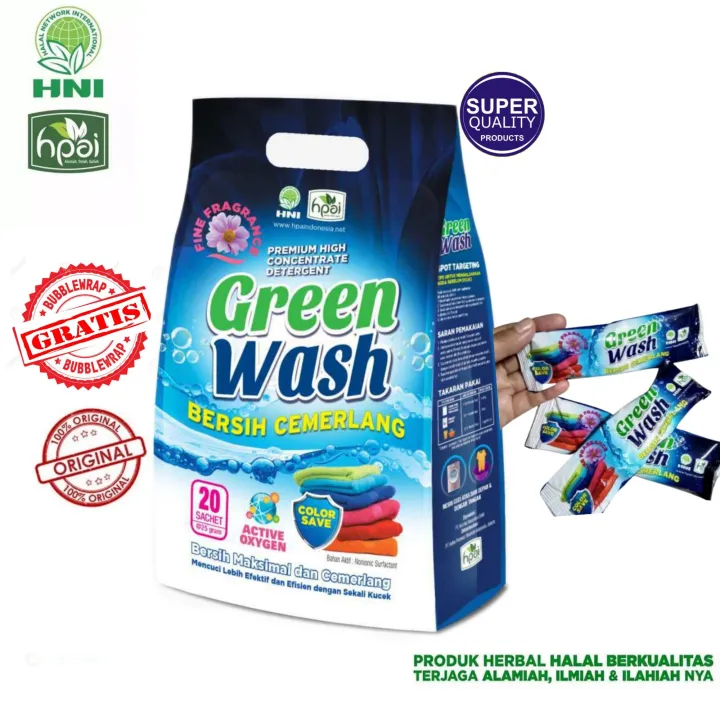 GREEN WASH DETERGENT isi 20sachet @25gr | Detergen Ramah Lingkungan ...