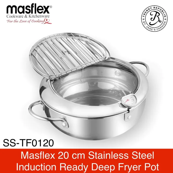 Masflex 20 cm Stainless Steel Deep Fryer Pot Casserole Induction Ready ...