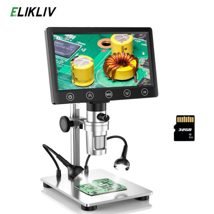 Elikliv EDM07 7" LCD Industrial Digital Microscope with Touch Button ...