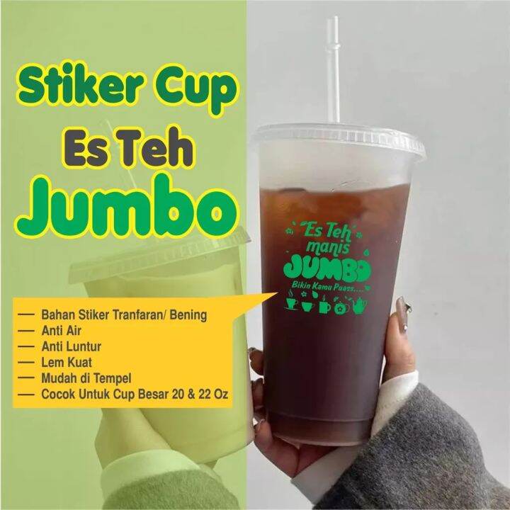 STIKER CUP KEMASAN ES TEH JUMBO 100pcs | Lazada Indonesia