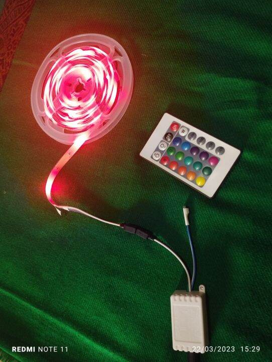 LED STRIP RGB 2835(warna merah hijau biru dan warna warni) + Remote ...