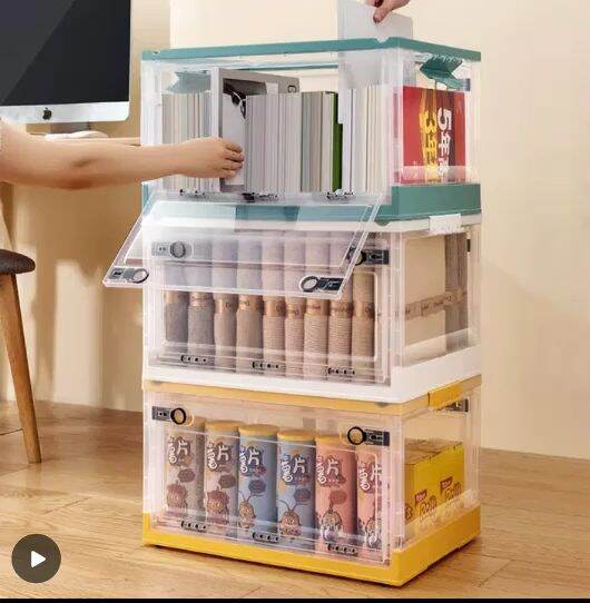 Transparent Stackable Storage Box 24L with Wheels Assorted Color | Lazada