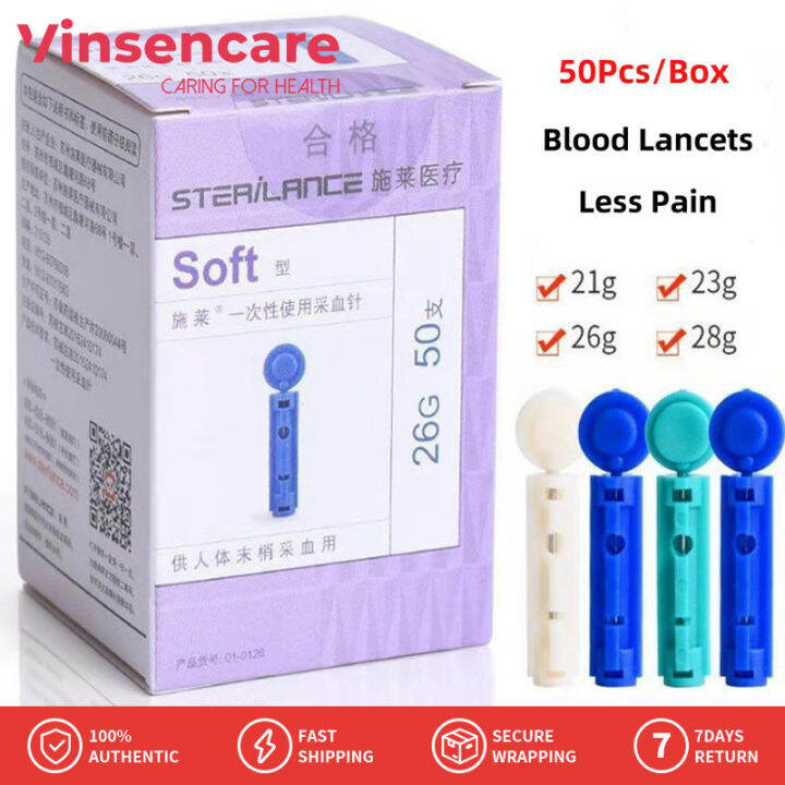 Vinsencare 50Pcs 21G/23G/26G/28G/30G Blood Lancet/Needles/Jarum ...