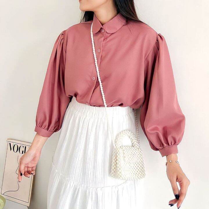 ELZE BLOUSE KEMEJA LENGAN BALON Standar jumbo | Lazada Indonesia