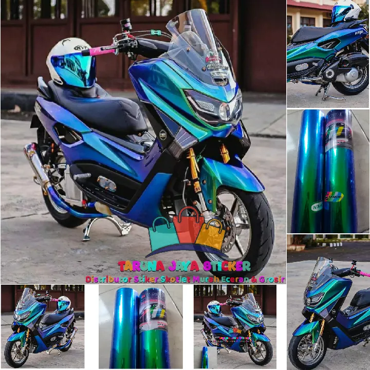 stiker skotlet motor bunglon chrome hijau biru skotlet bunglon krom ...