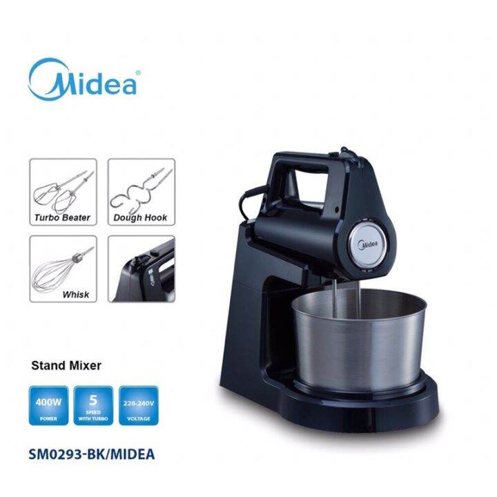 Midea 400W Stainless Steel Stand Mixer- SM0293BK | Lazada