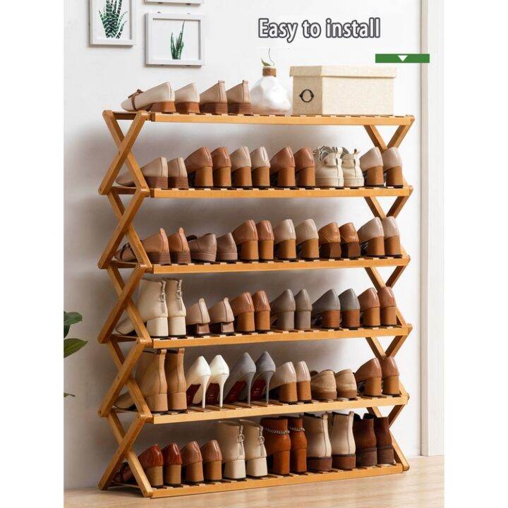 Wooden Shoe Racks 6 Layer Bamboo Shoes Rack Organizer 40/60/70/80/100CM ...