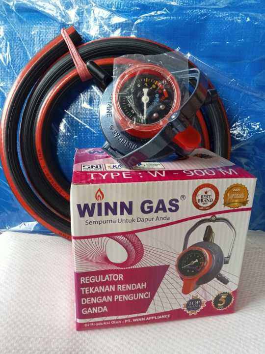 Regulator gas elpiji Twin lock winn gas W900 mano meter selang tiga ...